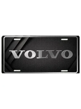 Accents | Simulated Steel Volvo Emblem Logo On Black Aluminum Vanity ...